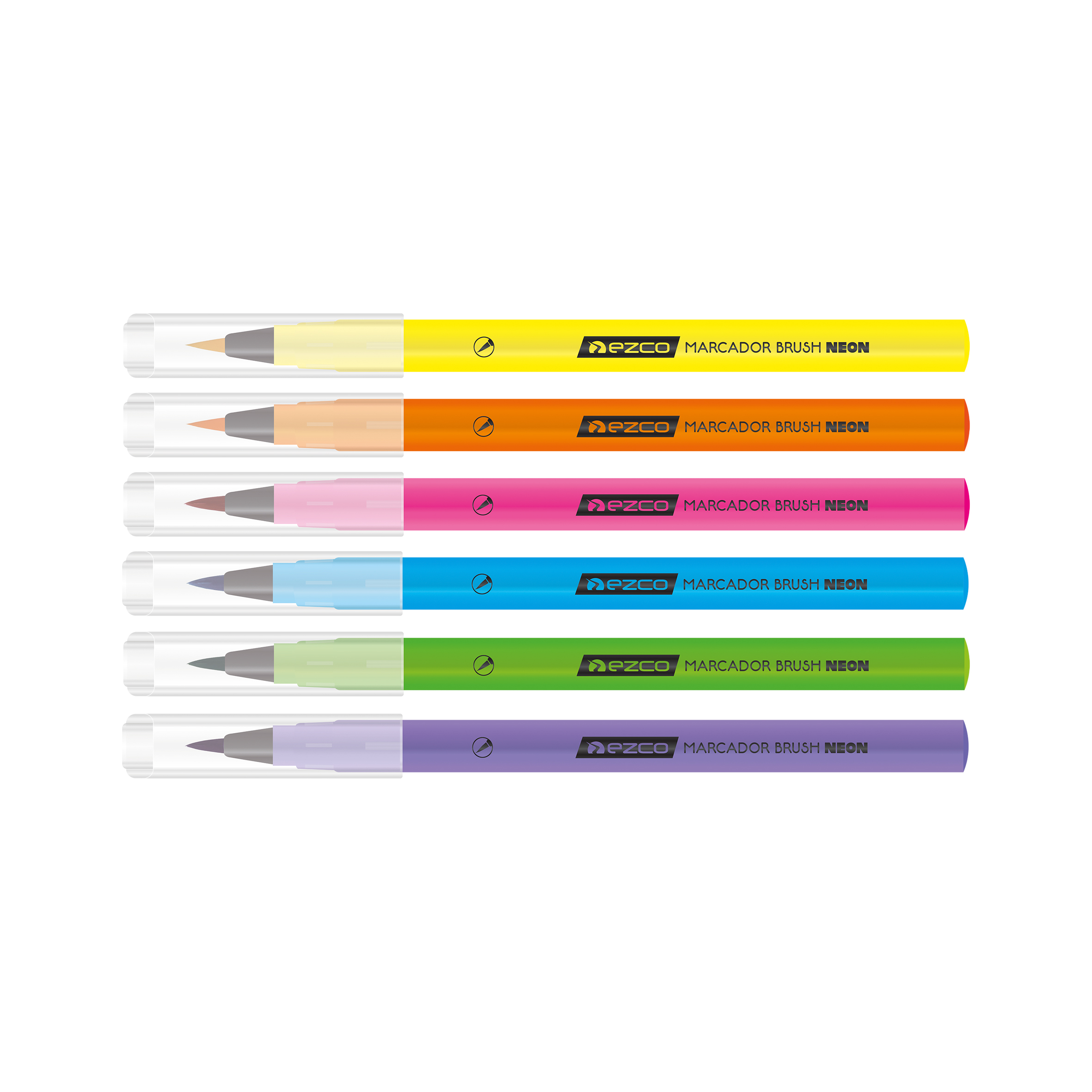 Marcadores Brush Neon – Punta Pincel x 6 unidades | Skribe S.R.L.